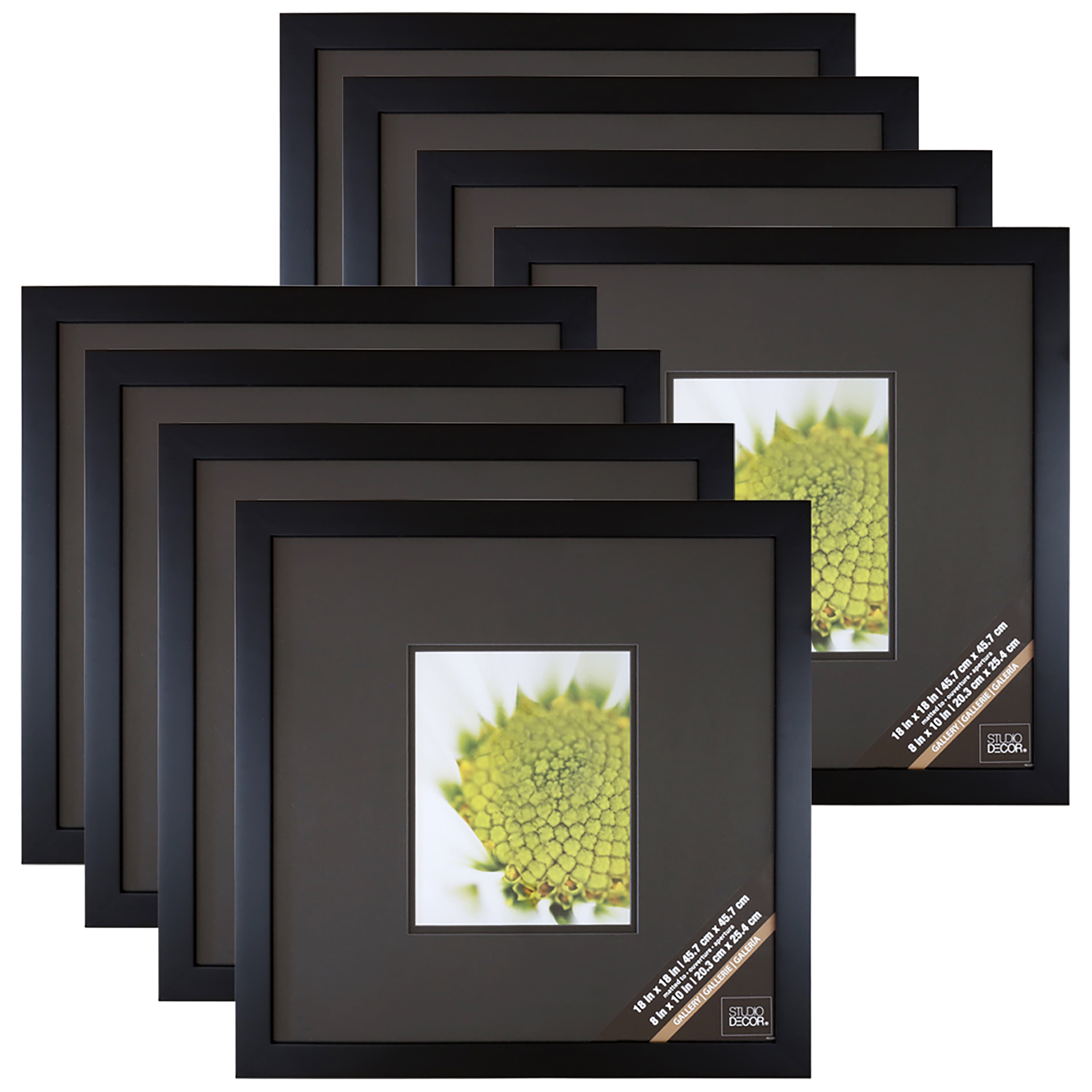 Studio Decor Black Square 8" x 10" Frame with Black Double Mat, Gallery ...