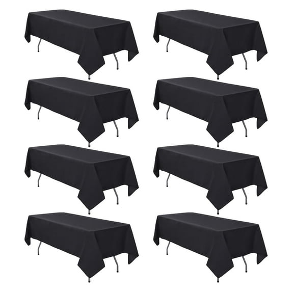 8 Pack Black Tablecloth 60 x 102 Inch, Premium Polyester Rectangle ...