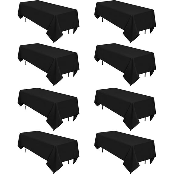 8 Pack Black Rectangular Tablecloths 60 x 102 Inch, Wrinkle Resistant ...