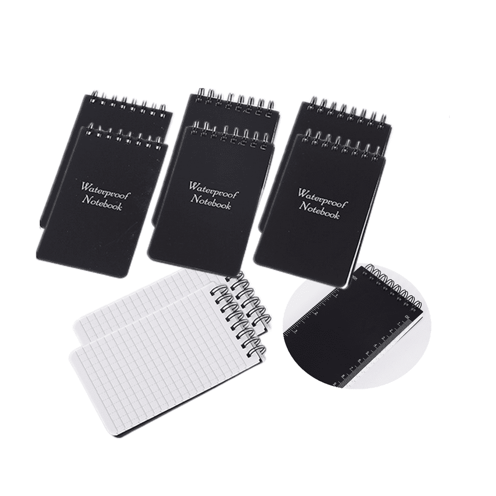 8 Pack Black Waterproof Pocket Notebook Mini Field Notepad with Line ...