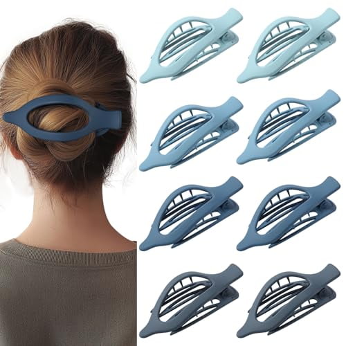 8 Pack Blue Flat Hair Clips – Matte Large French Blue Claw Clips for ...