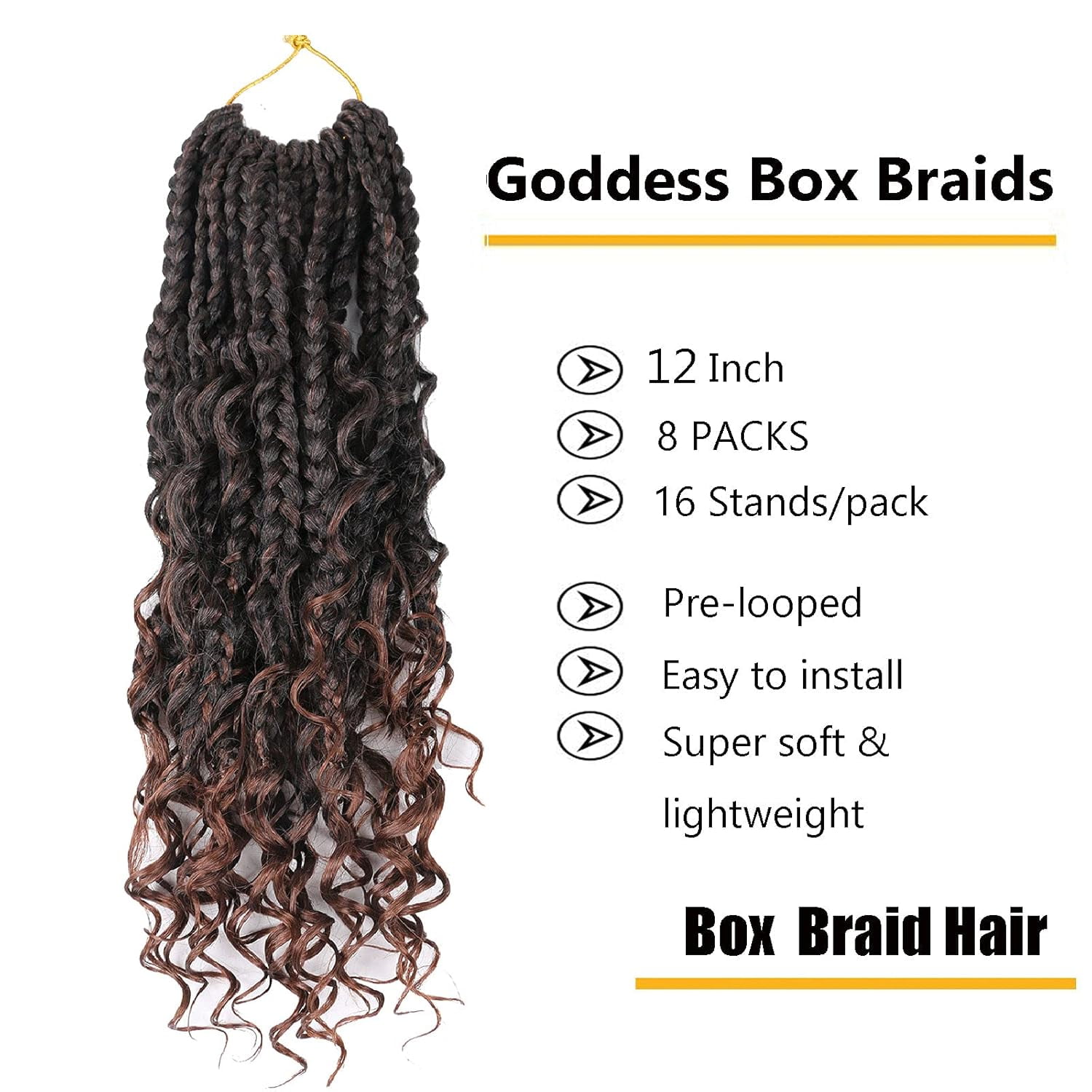 8 Pack Bohomian Box Braids Crochet Braids12 Inch Crochet Box Braids ...
