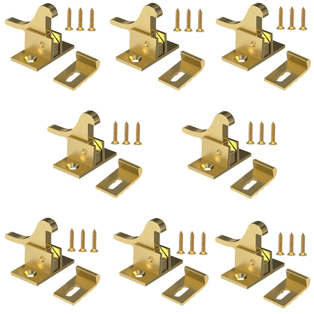 8 Pack Brass Heavy Duty Elbow Latch Window - Cabinet Door Latch for ...