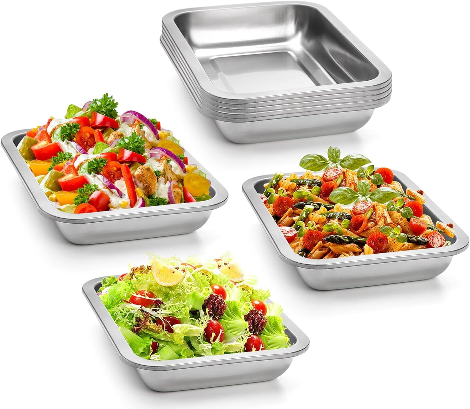 8 Pack Breading Trays, Stainless Steel Serving Tray 10.4 x 7.7 x 1.75 ...