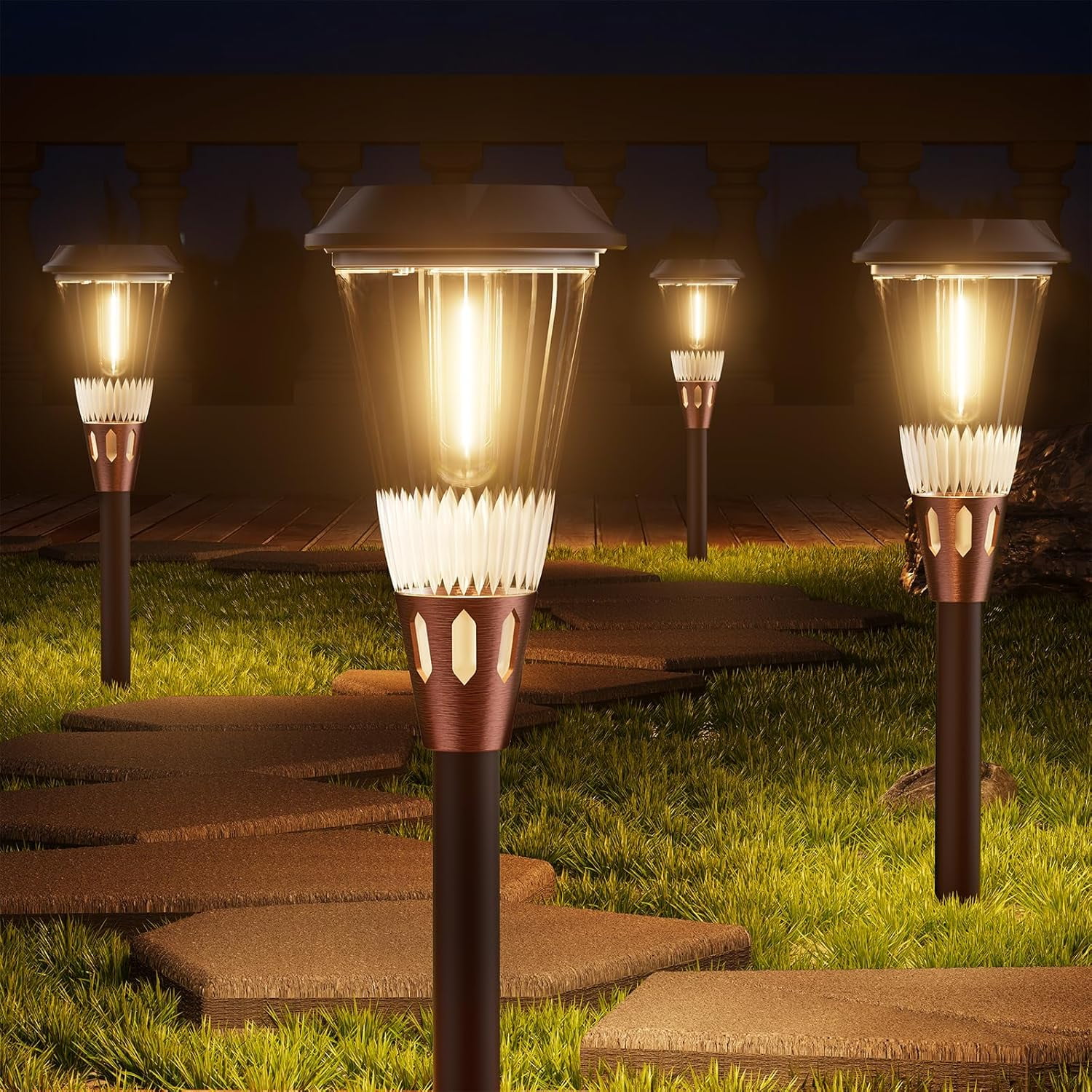 8 Pack Bright Solar Lights Outdoor,2-in-1 Warm&Cold Light,IP65 ...