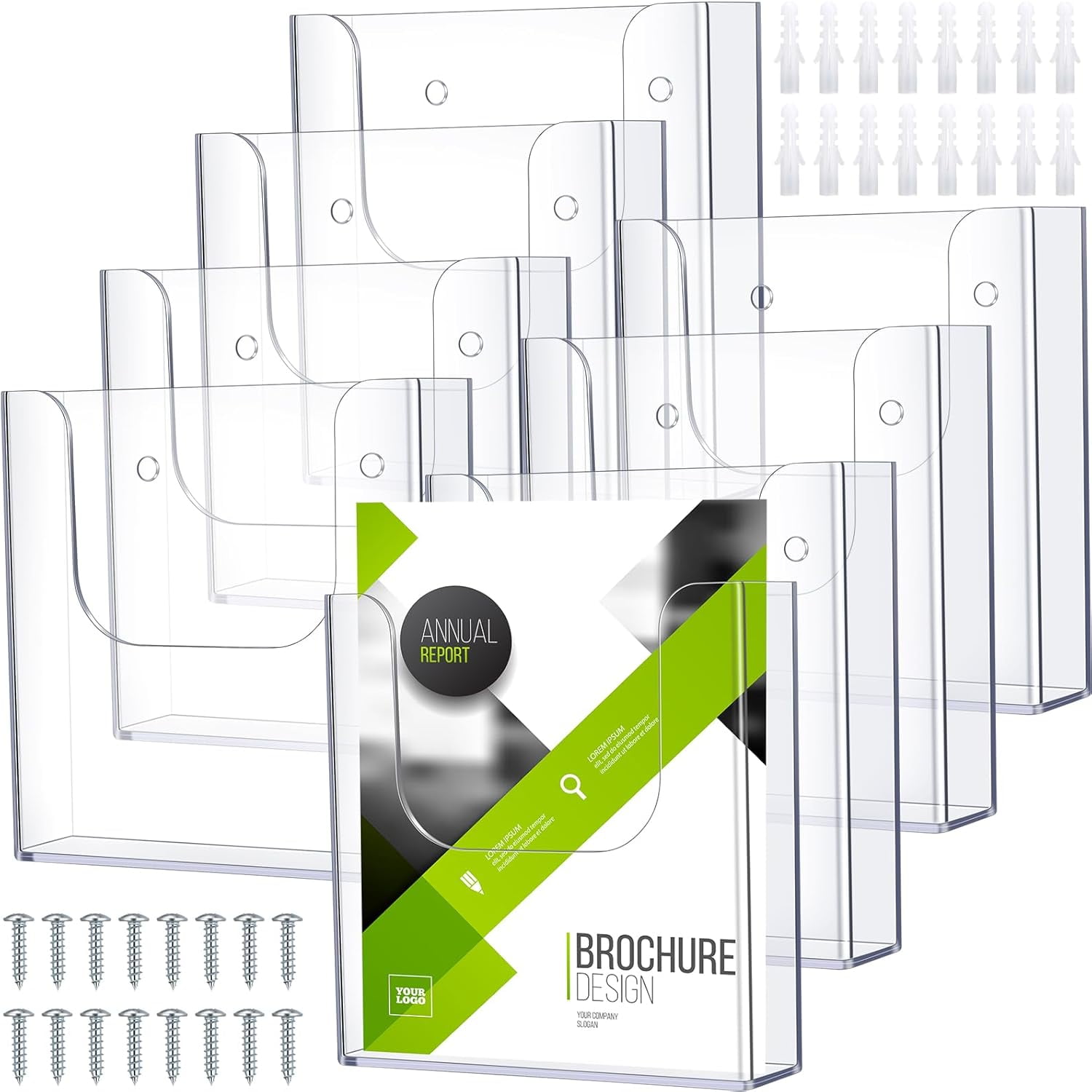 8 Pack Brochure Holder Wall Mount 6 X 9 Inch Clear Flyer Holder ...