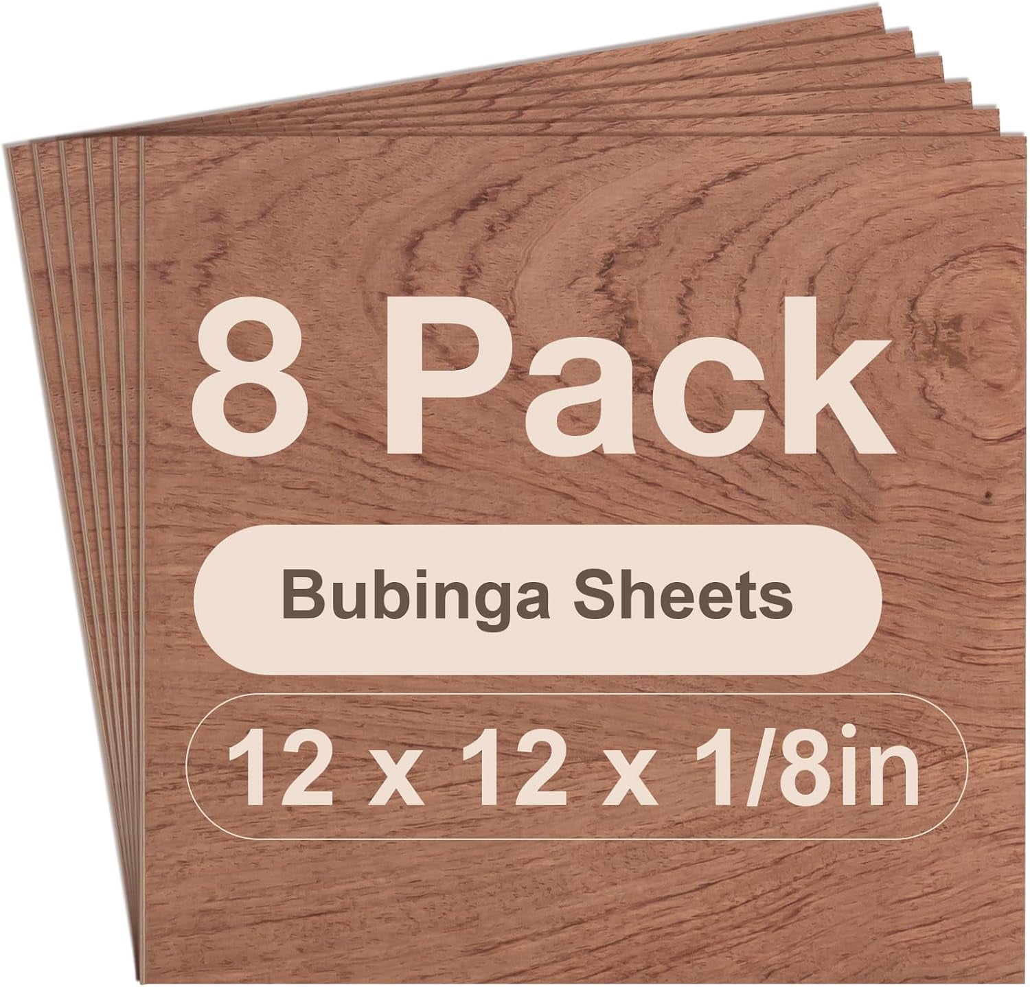 8 Pack Bubinga Plywood, 12 x 12 x 1/8 Inch Unfinished Balsa Wood for ...