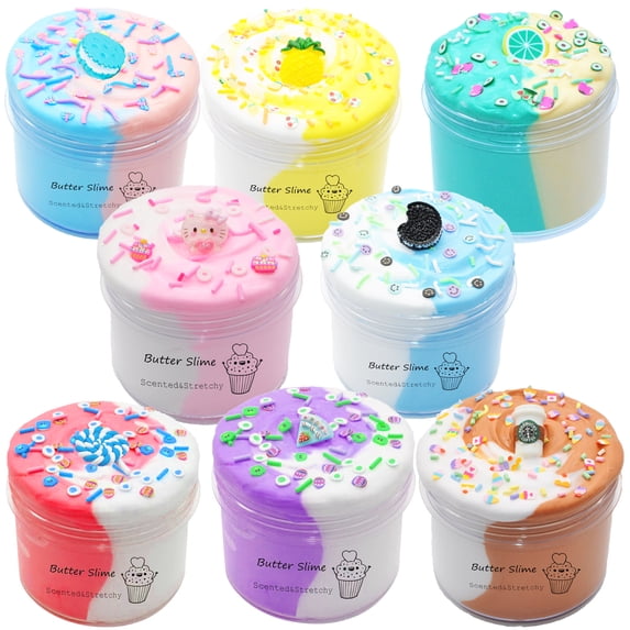 Easycity 8 Pack Butter Slime Kit for Kids, Reusable Two-Toned Colorful ...