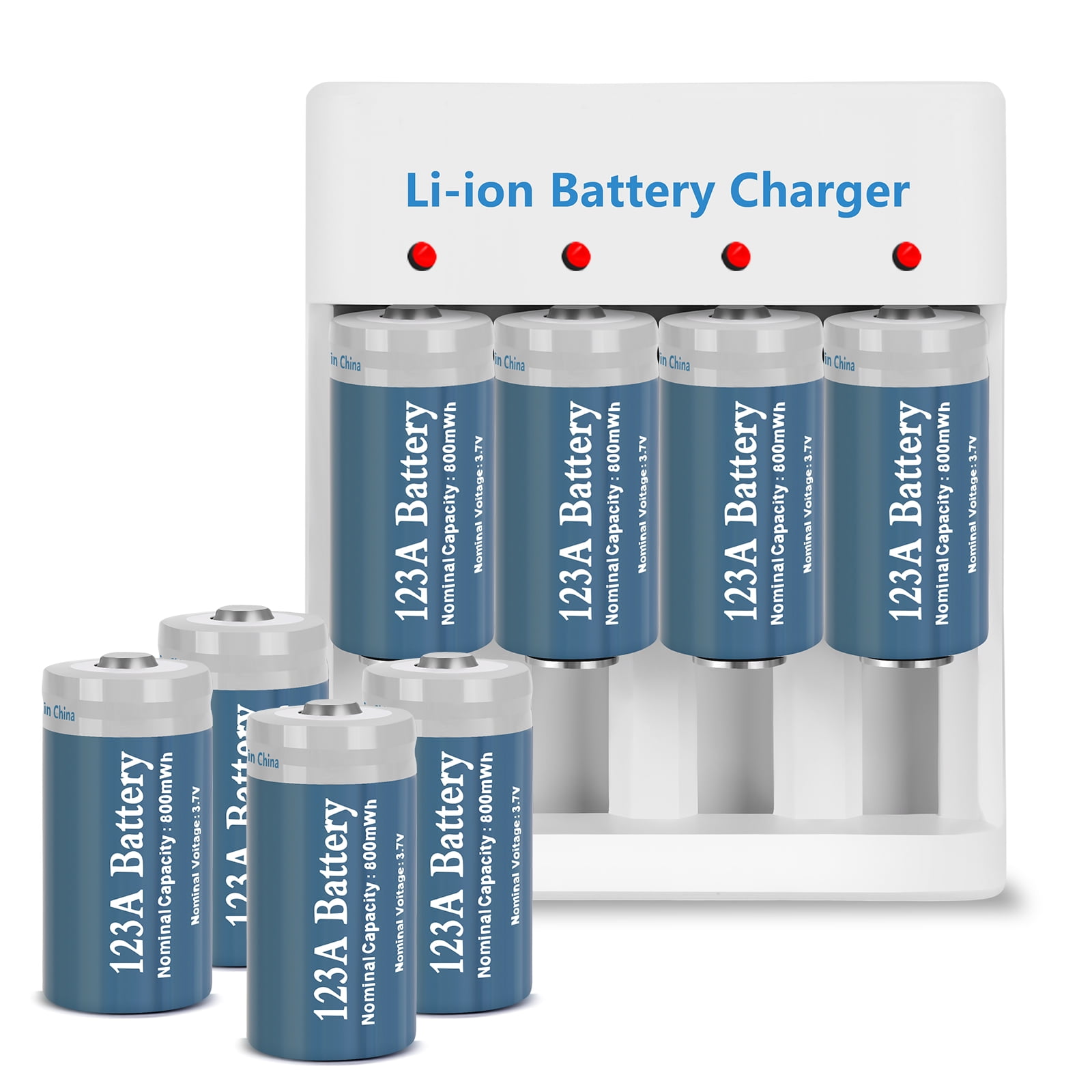 8 Pack CR123a 3V Lithium Battery And Battery Charger Set - Rechargeable 123a Lithium Batteries ...