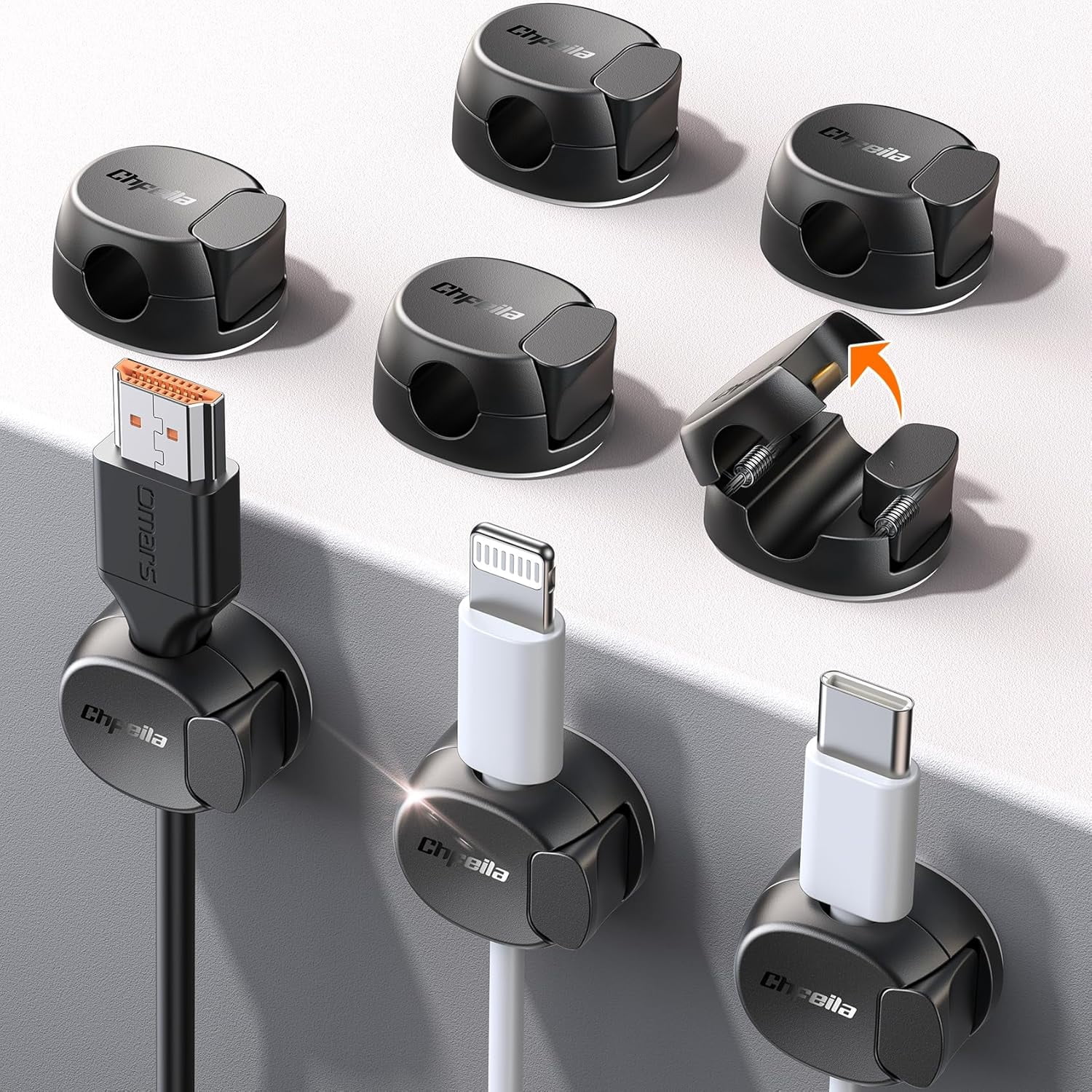 8 Pack Cable Clips [Dual Spring & Clasp] Cable Management, Max Secure ...
