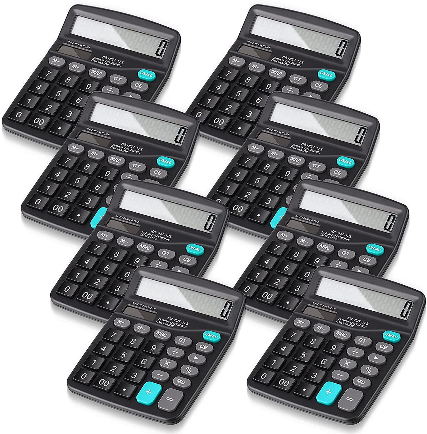 8 Pack Calculator Bulk, 12 Digits Calculators Desktop Solar and Battery ...