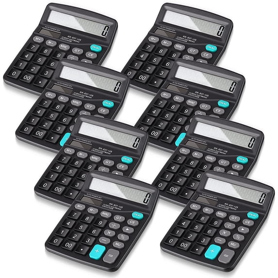 8 Pack Calculator Bulk, 12 Digits Calculators Desktop Solar and Battery ...