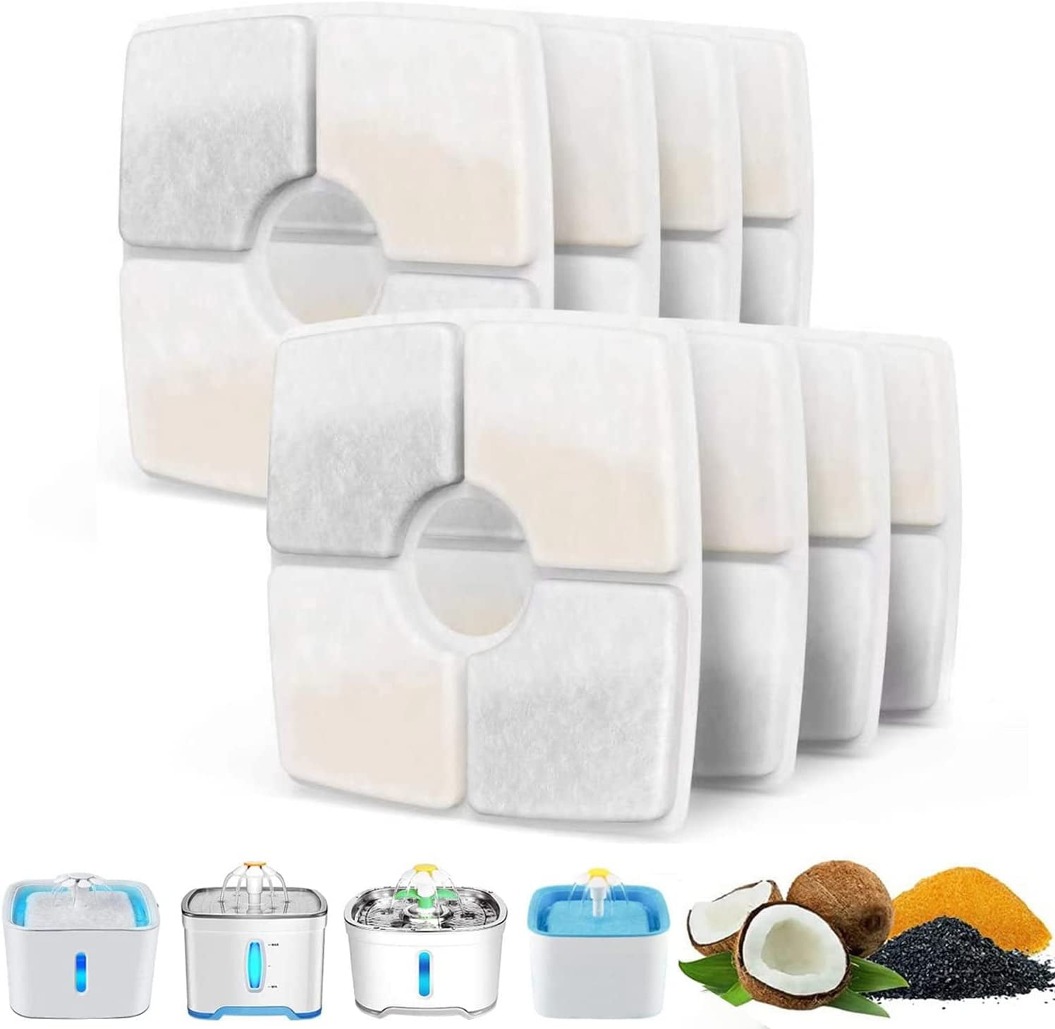 8 Pack Cat Water Fountain Filters, Pet Fountain Replacement Filters ...