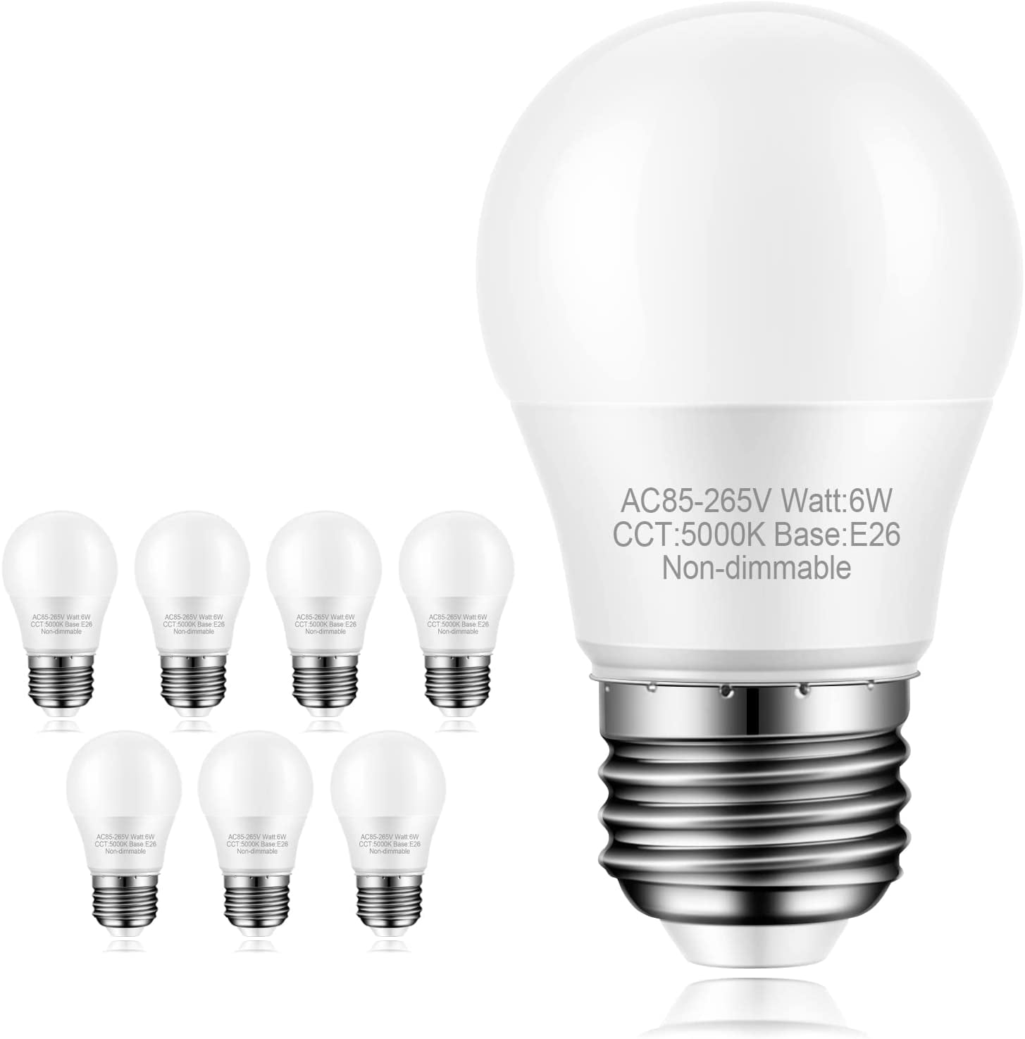8-Pack Ceiling Fan Light Bulbs, 60 watt Equivt, Daylight 5000K, E26 ...