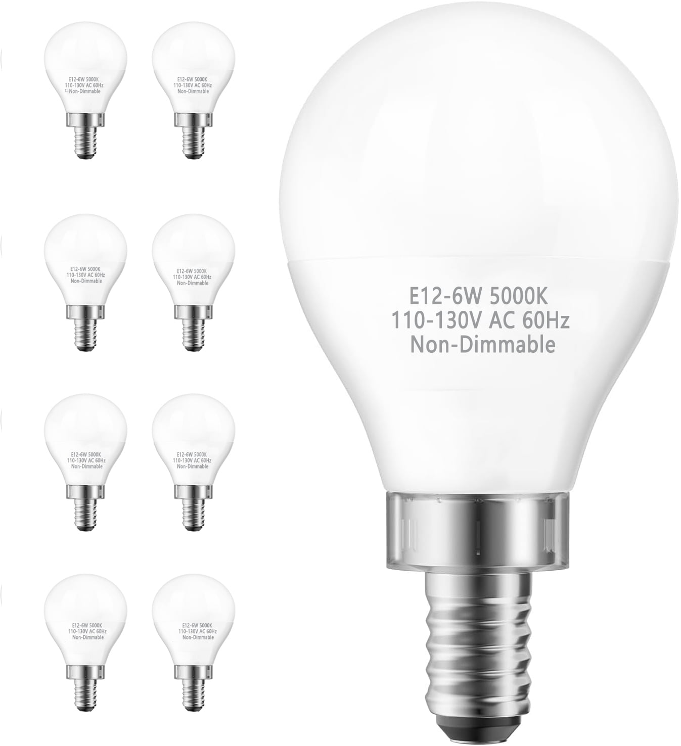 MIXX UNIQ 8-Pack Ceiling Fan Light Bulbs, E12 Base, 5000K Daylight White, 60W Equivalent LED ...