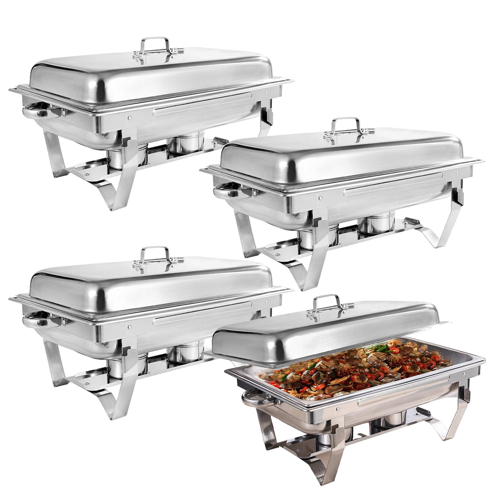 8 Pack Chafing Dish Buffet Set, 9 QT Rectangular Stainless Steel ...