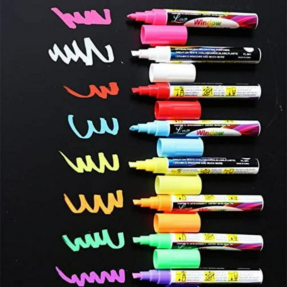 8 Pack Chalk Marker Pen Dry Erase Markers 6mm Reversible Bullet ...