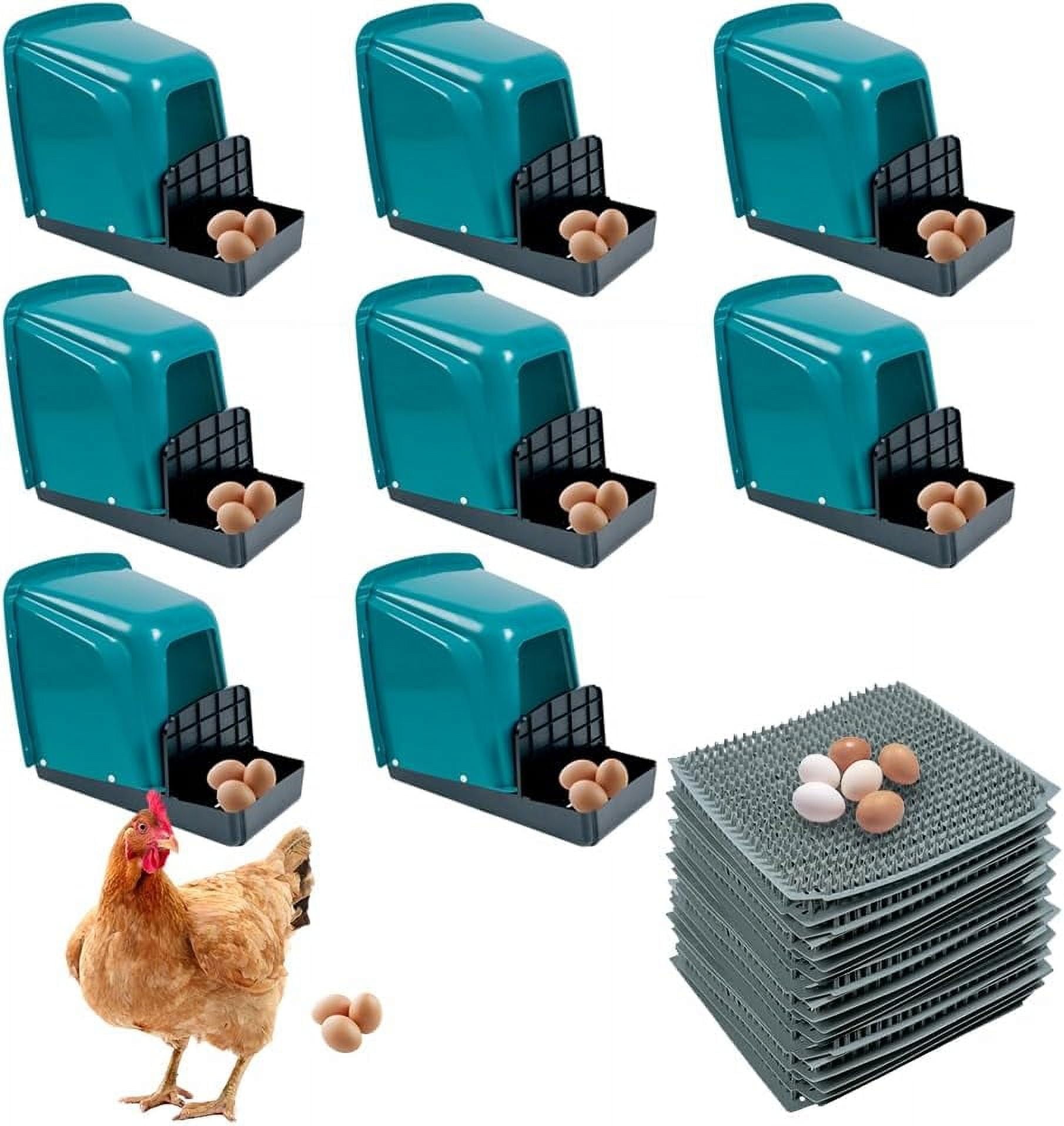 8 Pack Chicken Nesting Boxes Laying Box with Swing Perch Roll Out ...