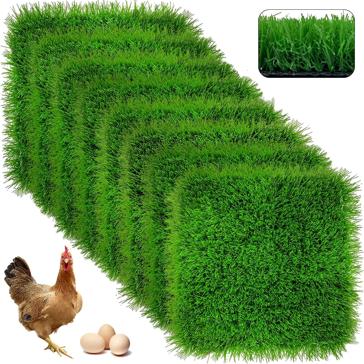 8 Pack Chicken Nesting Pads-12×12",Washable Thicken Artificia Grass ...