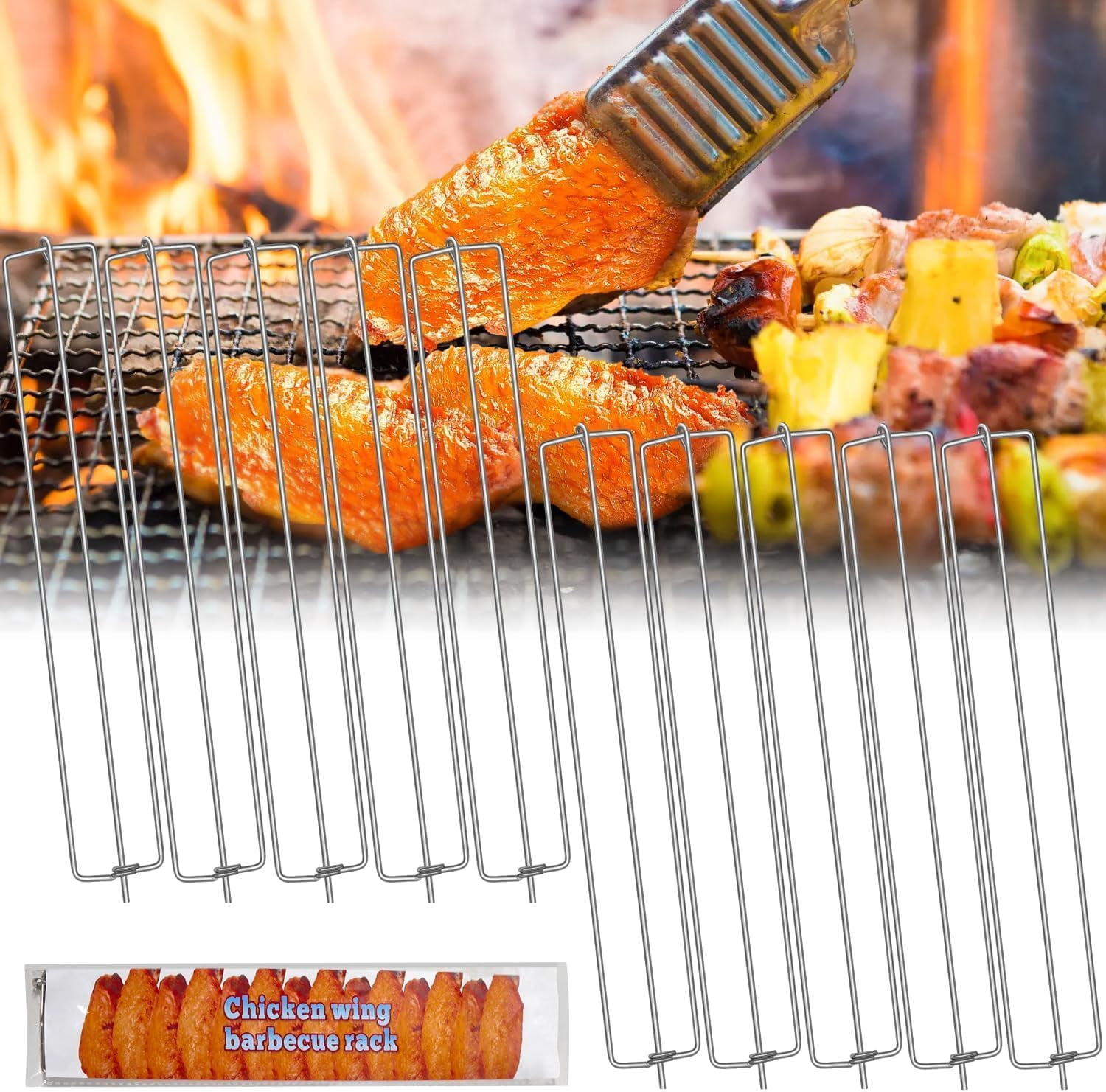 8 Pack Chicken Wing Rails for Grill, Clamping Wing Rails for Chicken ...