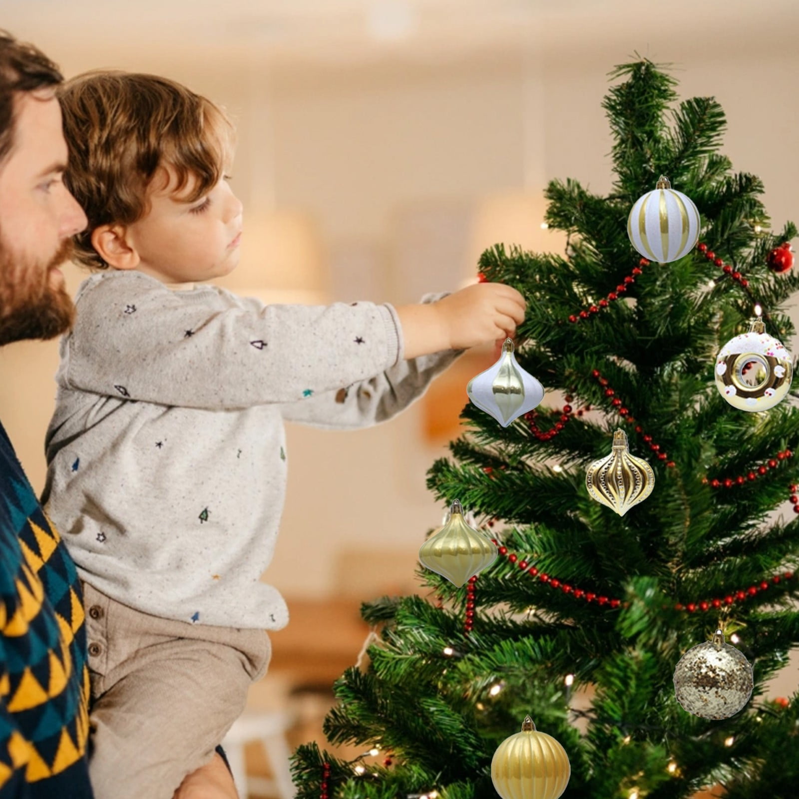 8-Pack Christmas Ball Ornaments Set - Shatterproof PVC Tree Decorations ...