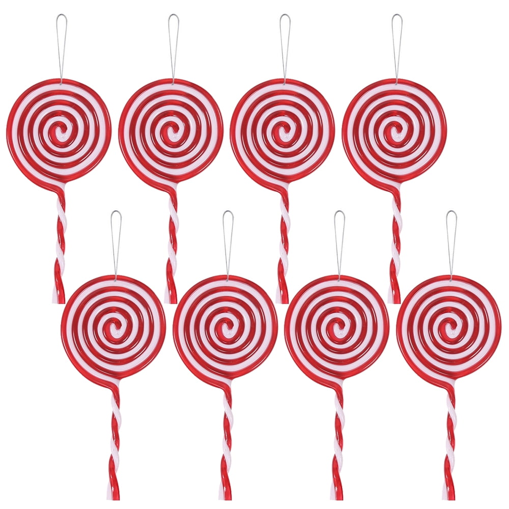 8 Pack Christmas Lollipop Ornament Red and White Candy Cane Christmas ...
