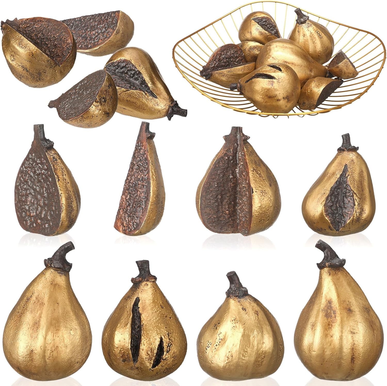 8-Pack Christmas Resin Figs with Gold Finish - 3.15-4.72 In. Faux Figs ...