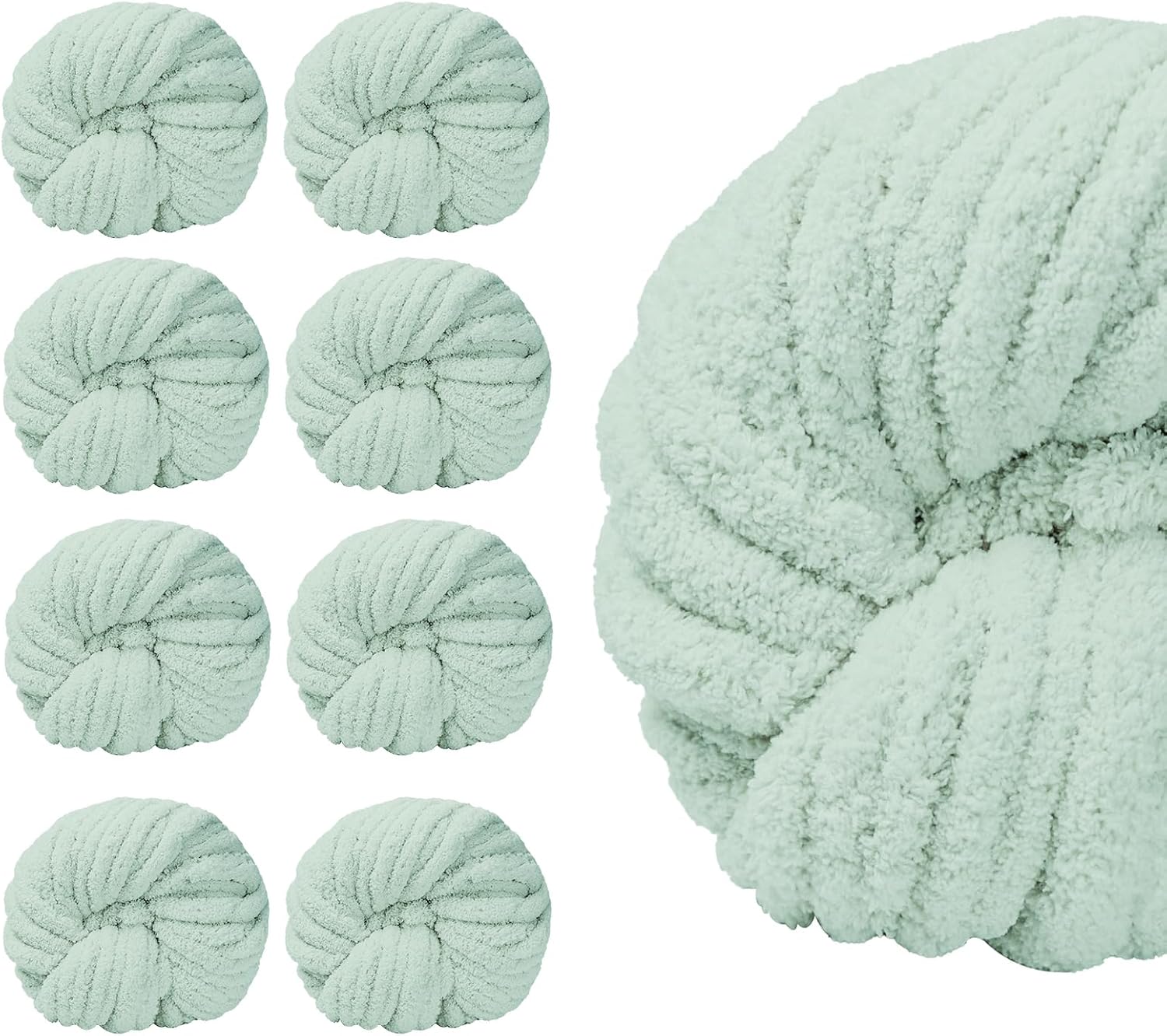 8 Pack Chunky Chenille Yarn for Crocheting, Bulky Thick Fluffy Yarn for ...