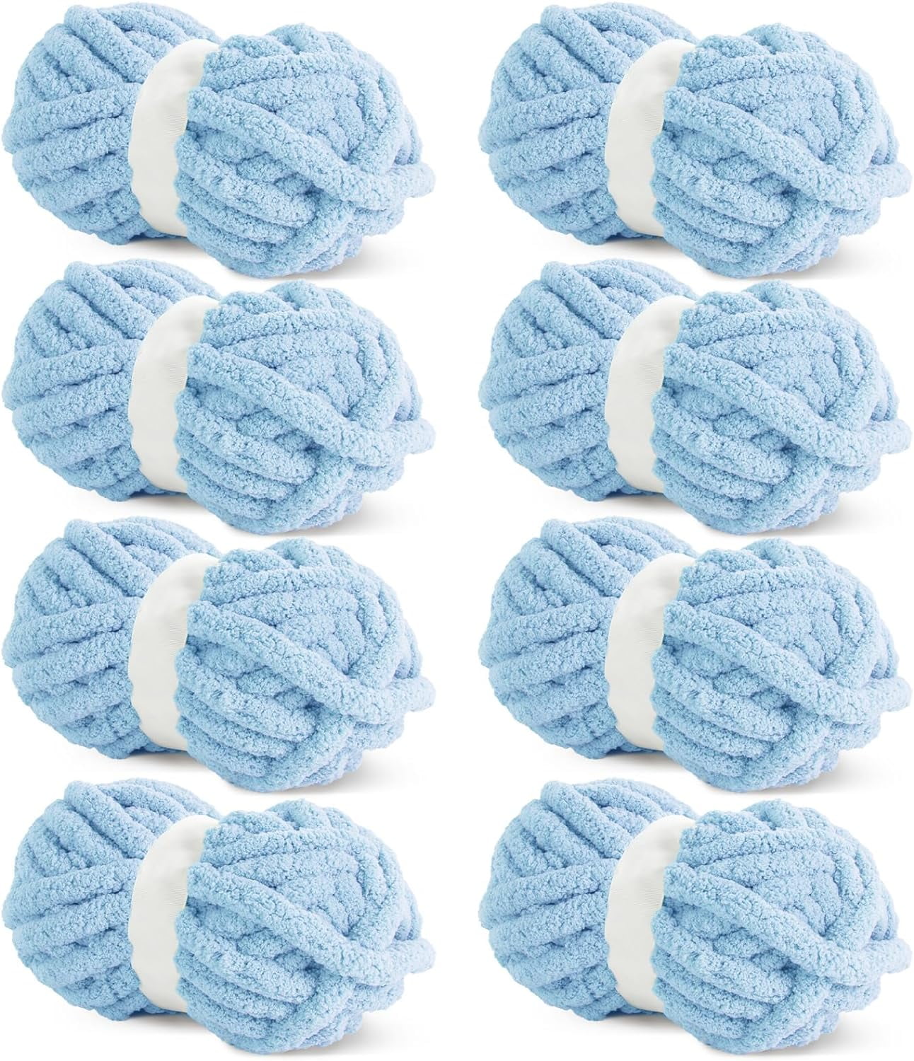 8 Pack Chunky Chenille Yarn - Super Soft Bulky Knitting Yarn for ...