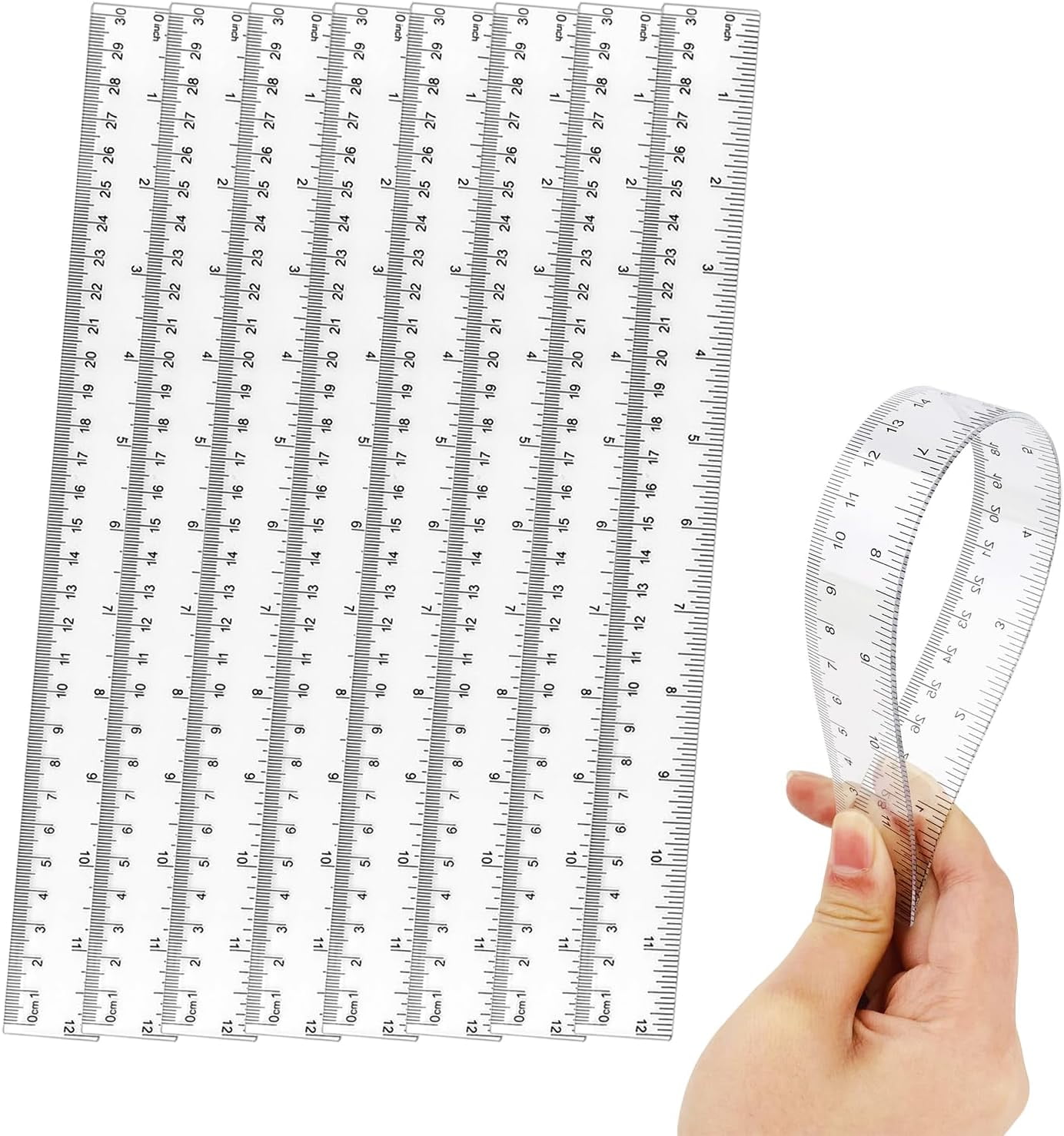 8-Pack Clear Acrylic Ruler, 12 Inches Flexible Clear Ruler, Inches and ...