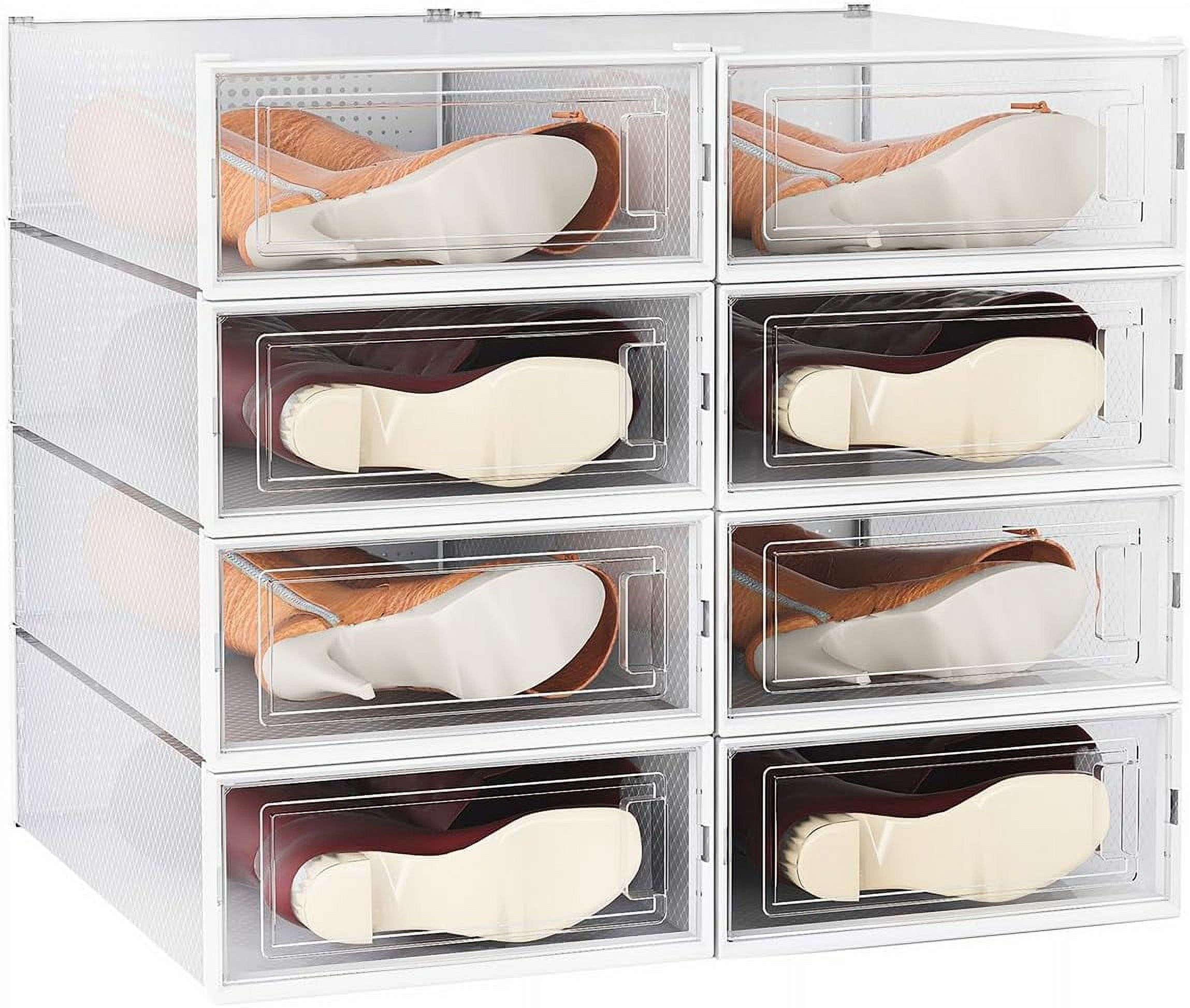 8 Pack Clear Boot Boxes Stackable, Boot Storage Boxes for Tall Boots ...