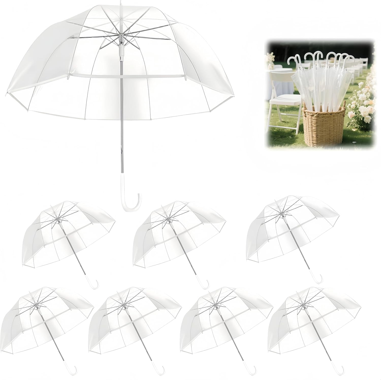 8 Pack Clear Bubble Wedding Umbrellas - 47" Windproof Transparent Dome ...