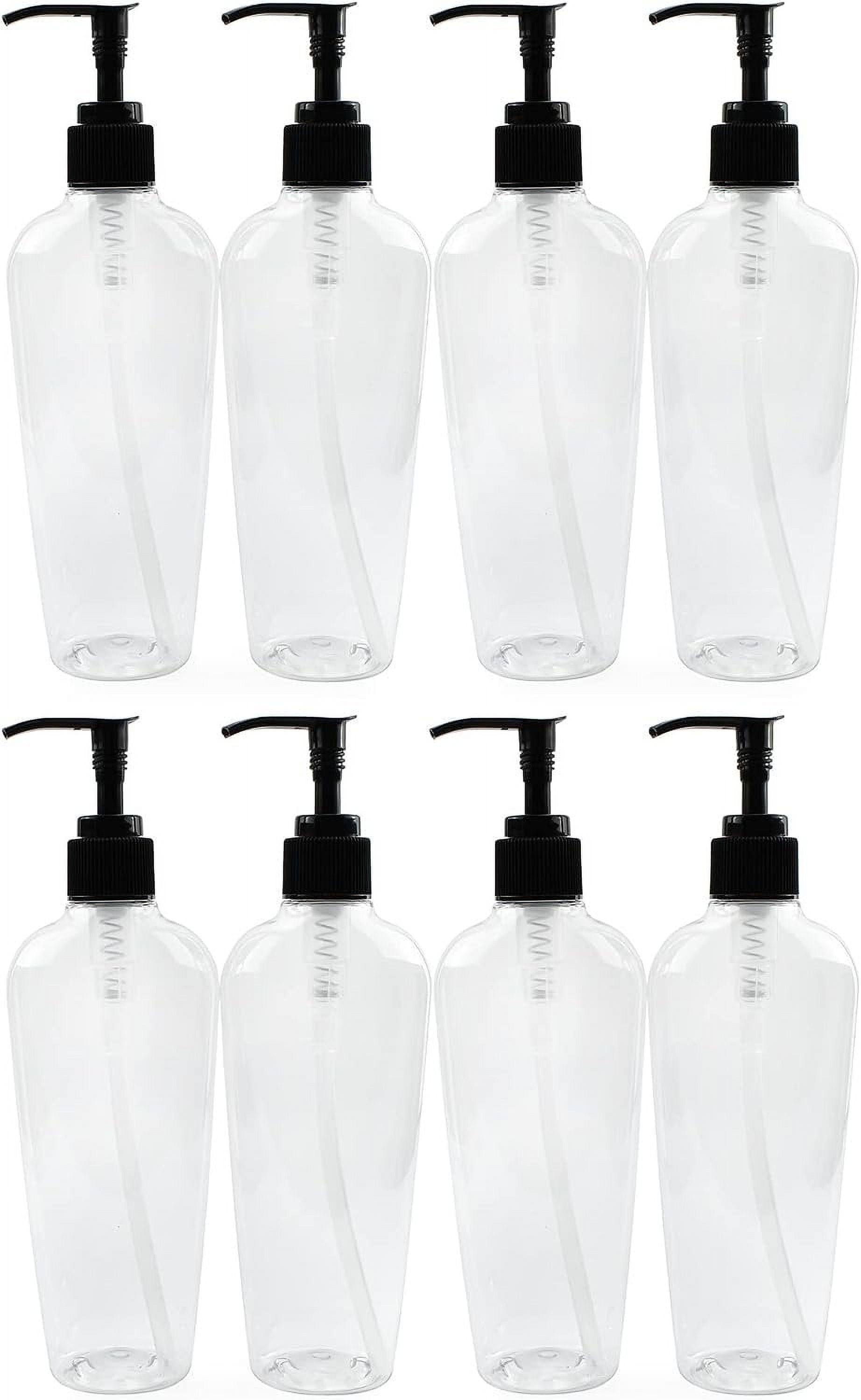8 Pack Clear Oval-Shaped Plastic Lotion Bottles 8 Oz. w/Pump Dispensers ...