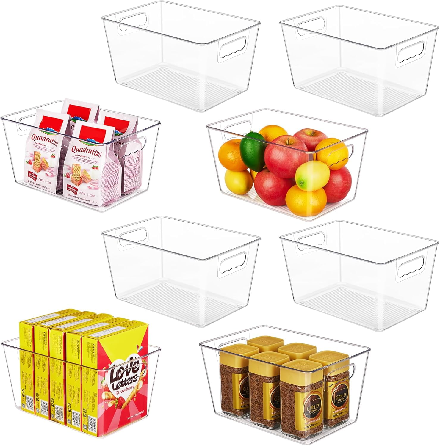 8-Pack Clear Plastic Storage Bins with Handles – Pantry Organization ...