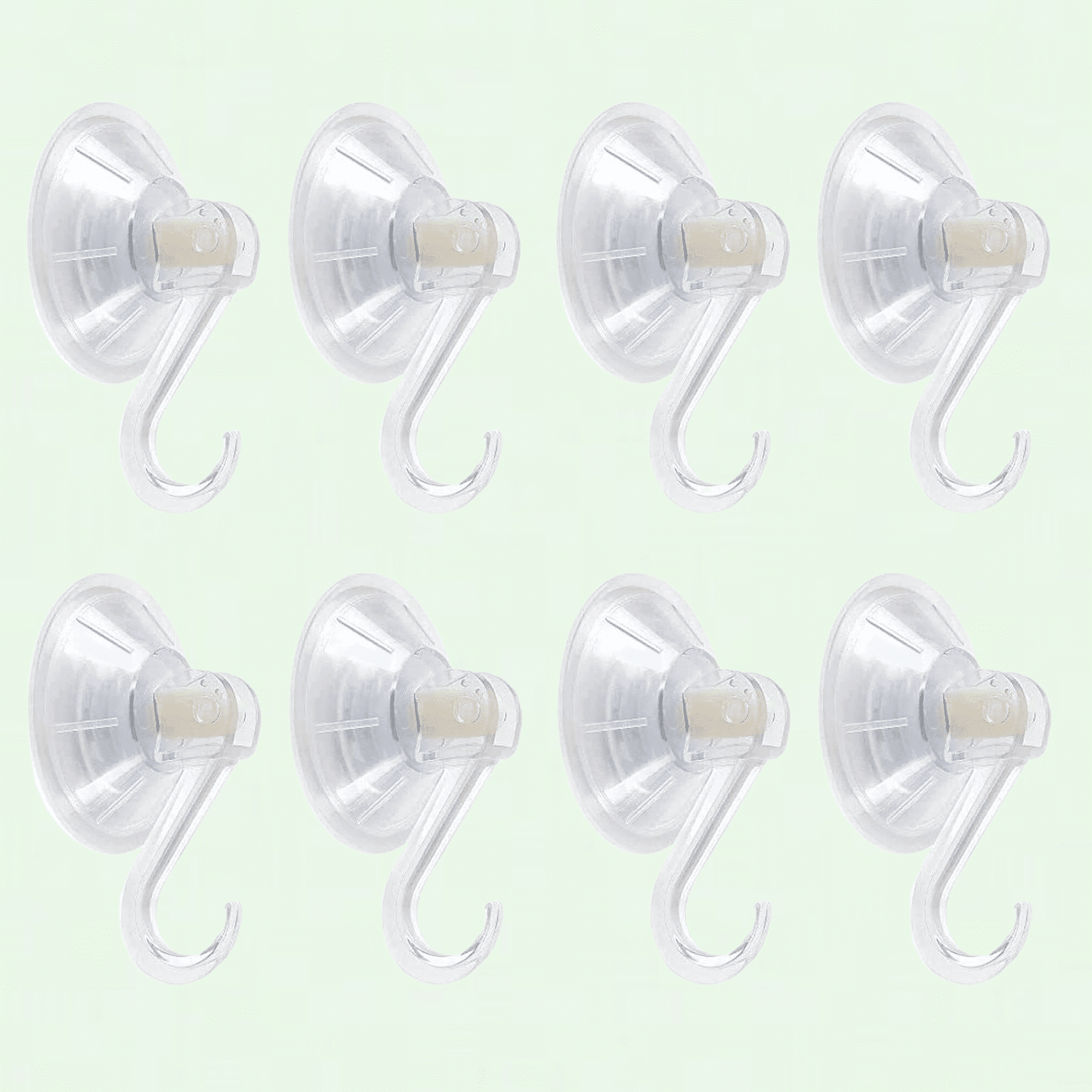8-Pack Clear Plastic Suction Cup Hooks, Extra Strong and Durable Vacuum ...