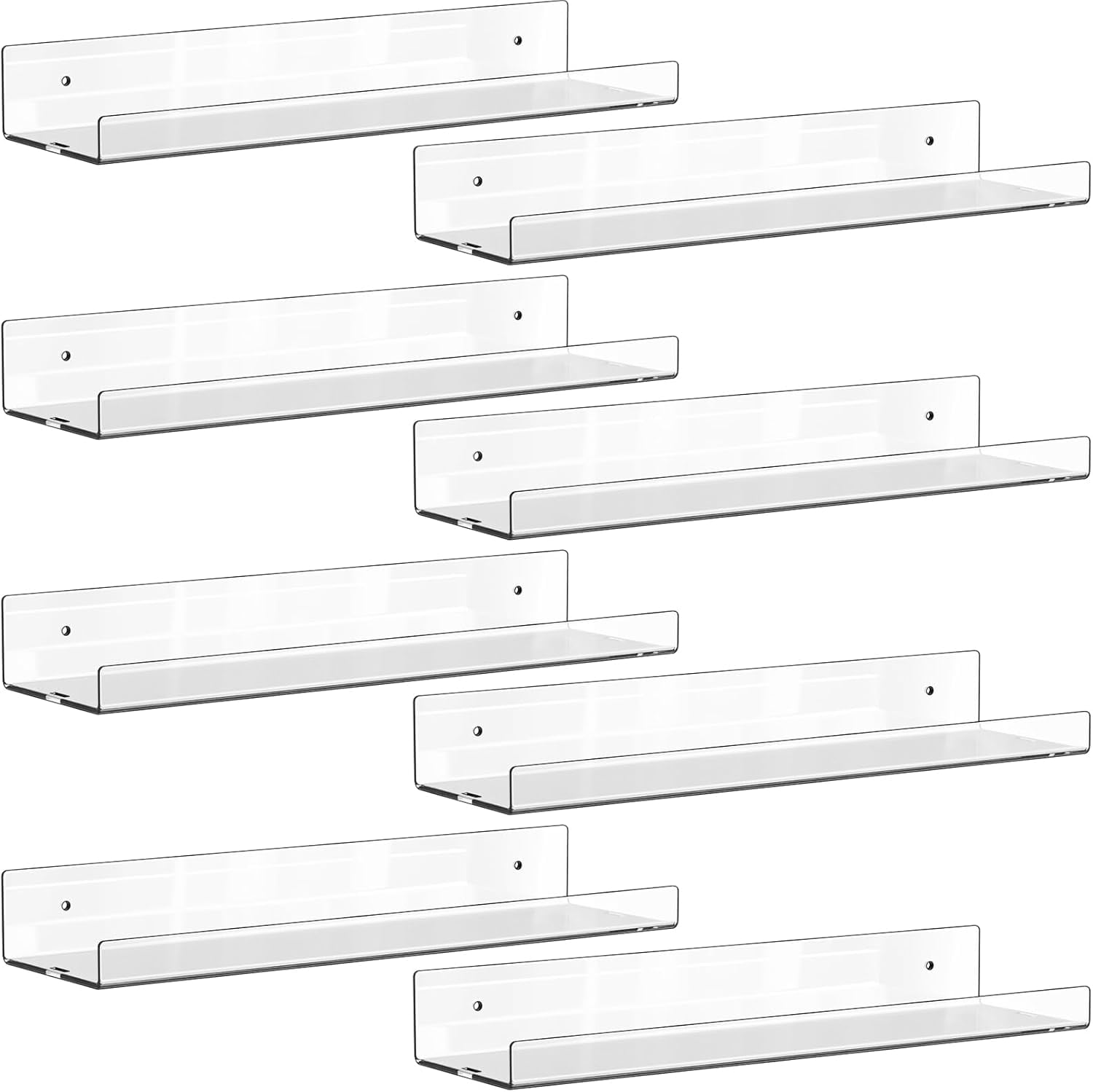 8 Pack Clear Shelves for Bathroom with Adhesive and No Drilling,15 ...