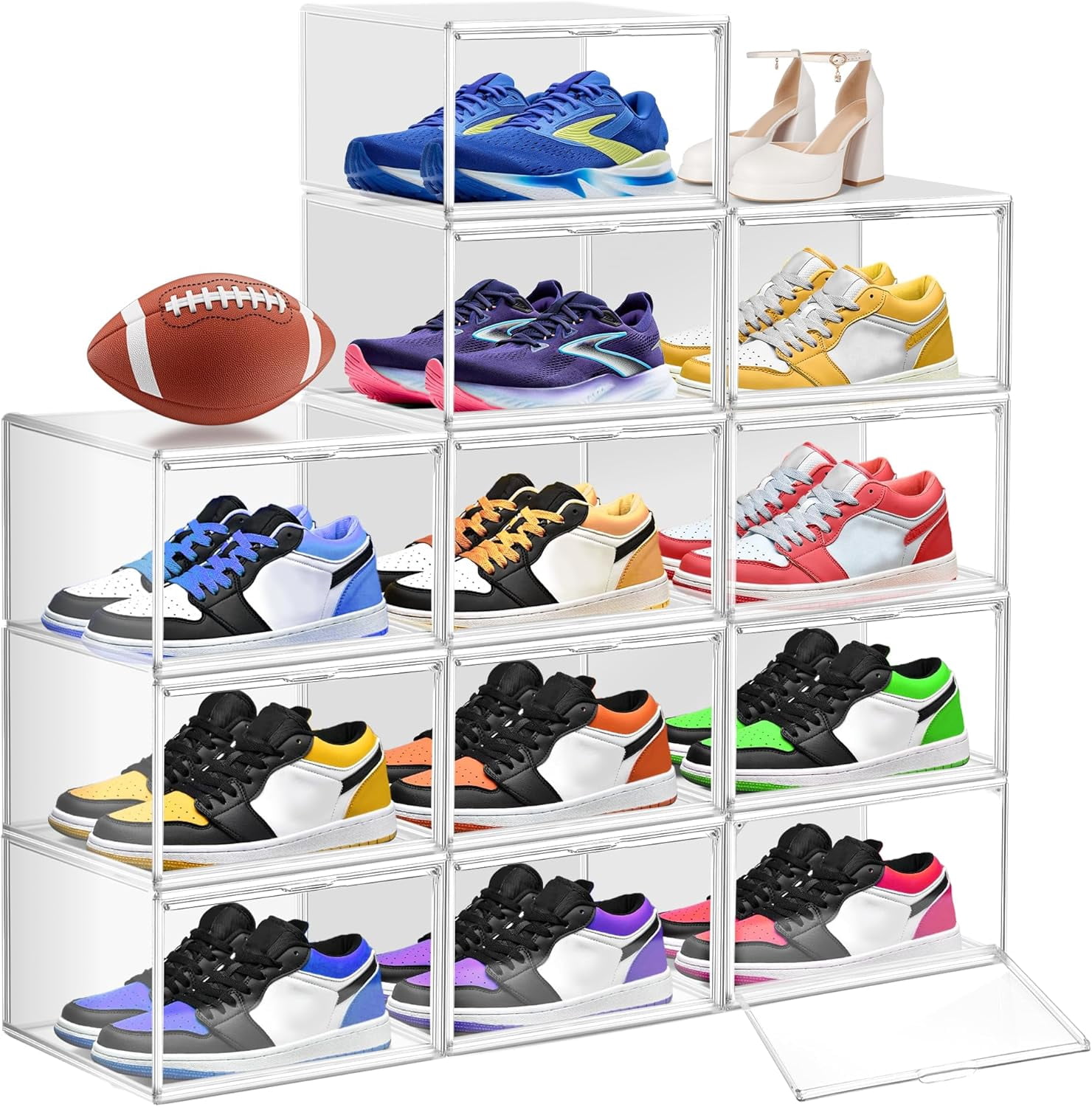 8 Pack Clear Shoe Boxes Shoe Organizer for Closet Size 12 Transparent ...