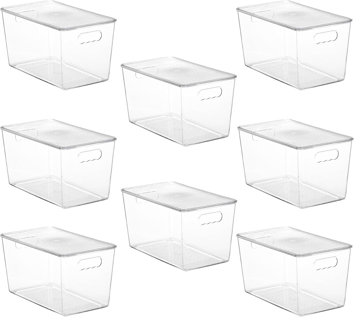 8 Pack Clear Stackable Storage Bins with Lids,XLarge Plastic Containers ...