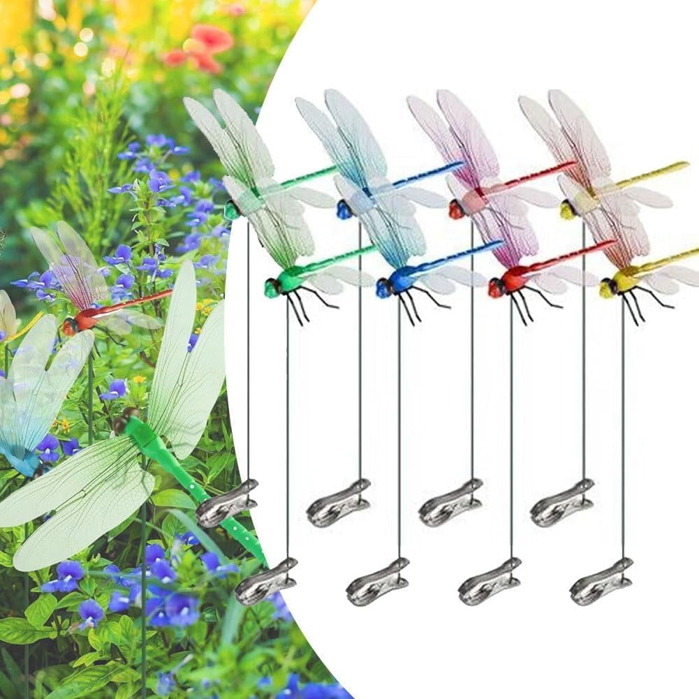 8 Pack Clip on Dragonflies for Bug Repellent, Outdoor Fake Dragonfly Rod Clip, 3D Dragonfly Hat ...