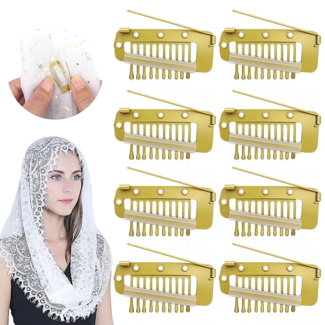 8 Pack Clips with Safety Pins, Strong Chunni Grip Dupatta Setting Clips ...