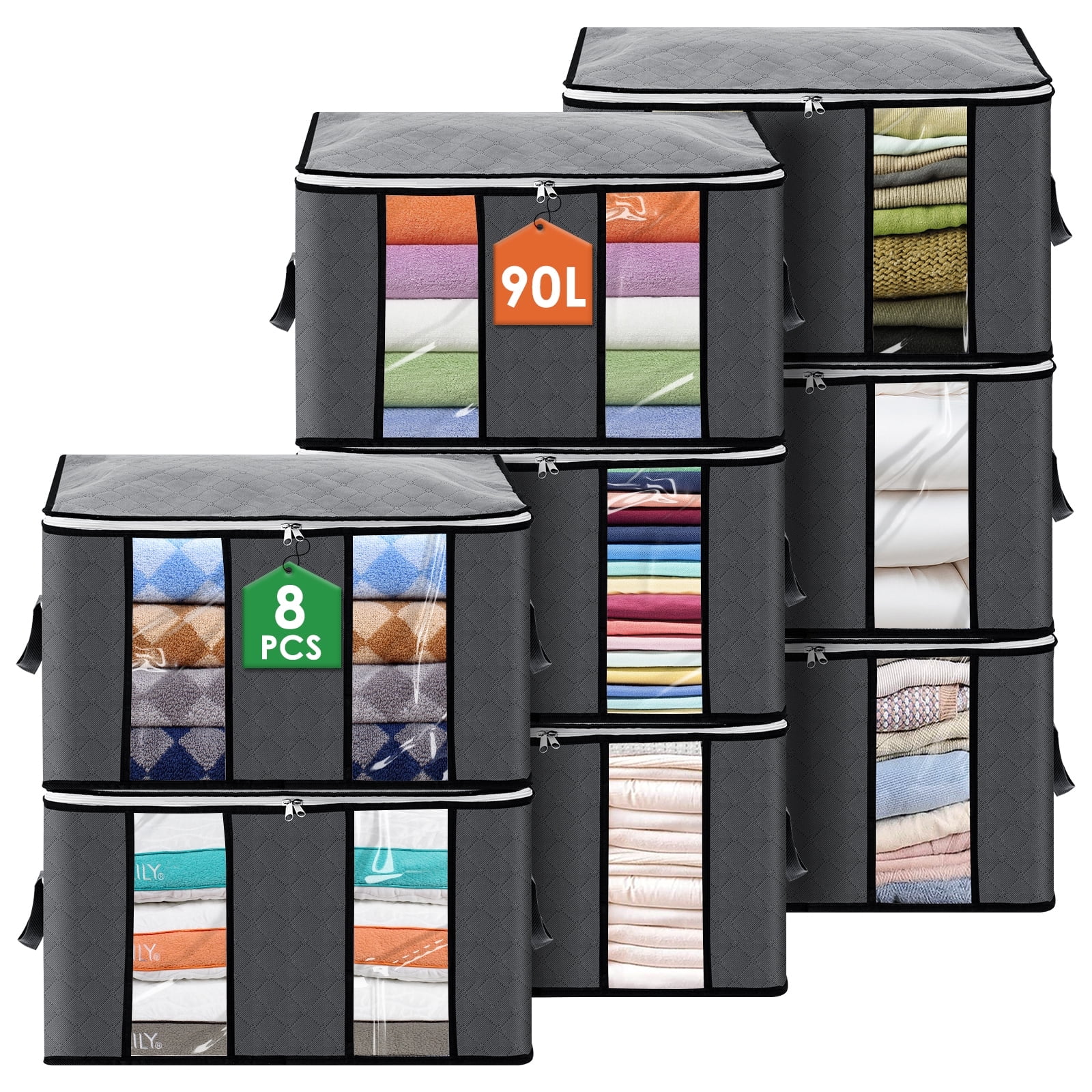 Honeier 90L Storage Bag: Foldable Fabric, Zippered Clothes Protector ...