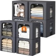 8 Pack Clothes Storage Bins with Metal Frame,40L Storage Bags Fabric ...