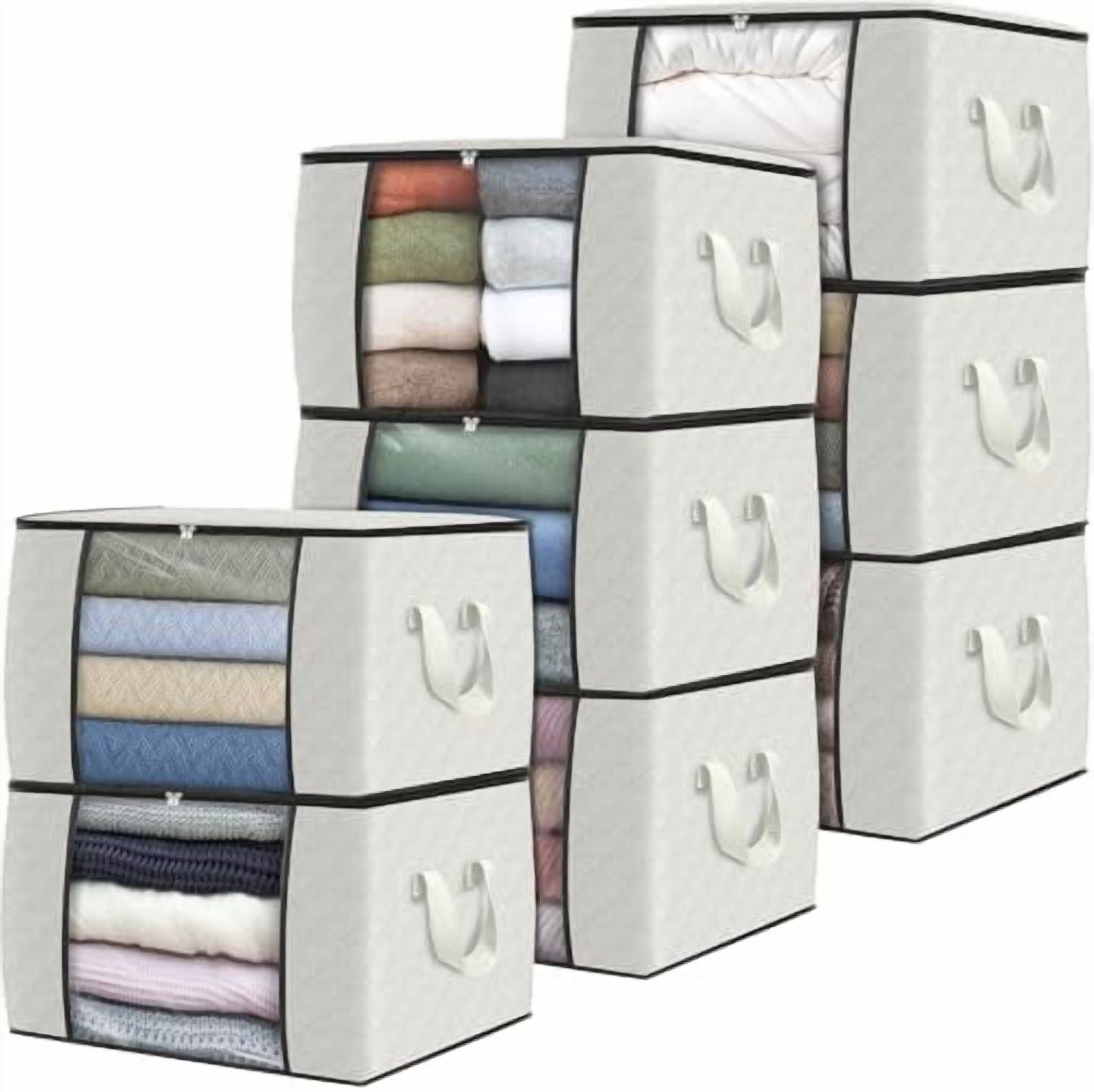 8 Pack Clothes Storage, Foldable Thick Fabric Blanket Storage Bags ...
