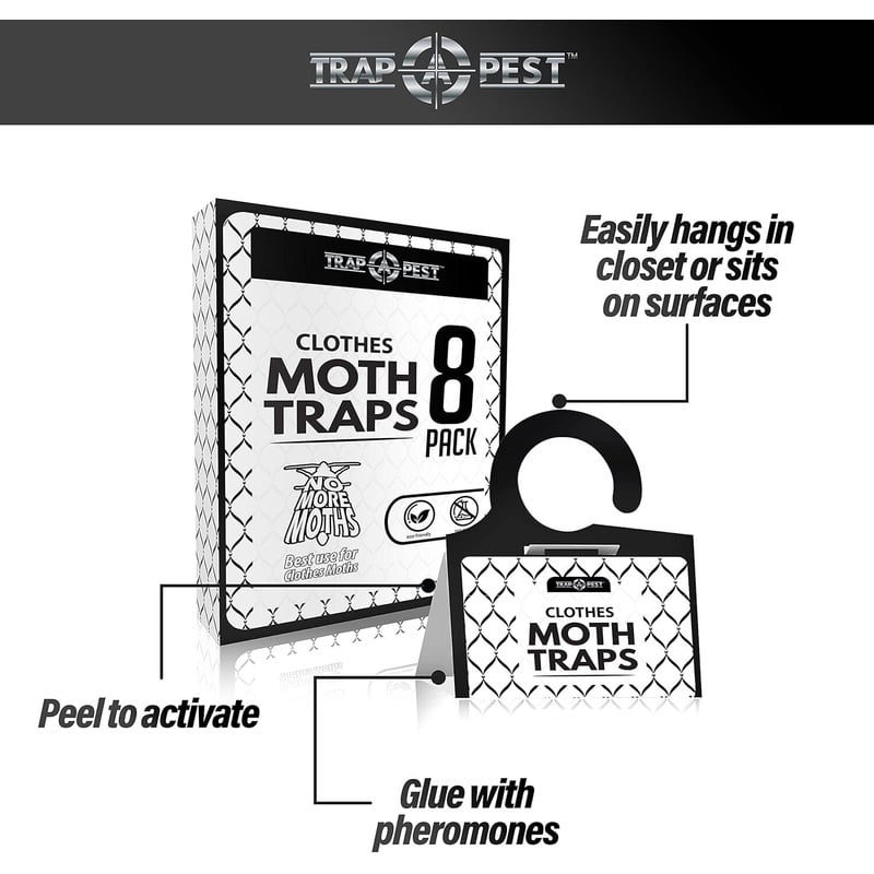 8-Pack Clothing Moth Traps - Non-Toxic Pheromone Sticky Traps for ...