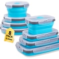 8 Pack Collapsible Silicone Food Storage Containers with Lids ...