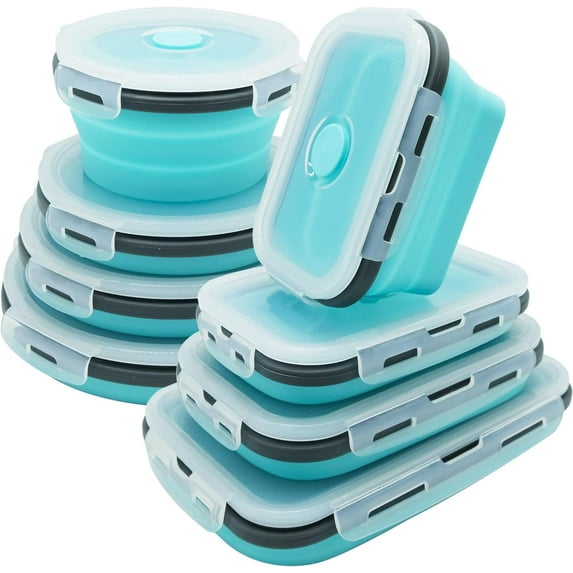 8 Pack Collapsible Silicone Food Storage Containers with Lids, Freezer ...