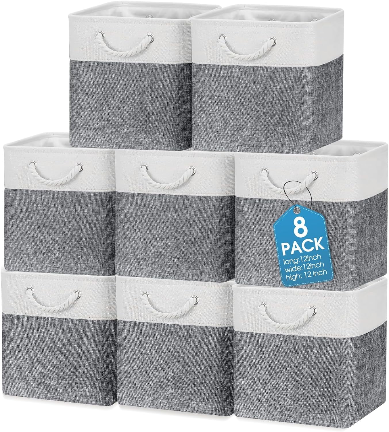 8 Pack Collapsible Storage Bins Fabric Storage Bins Polyester Fabric ...