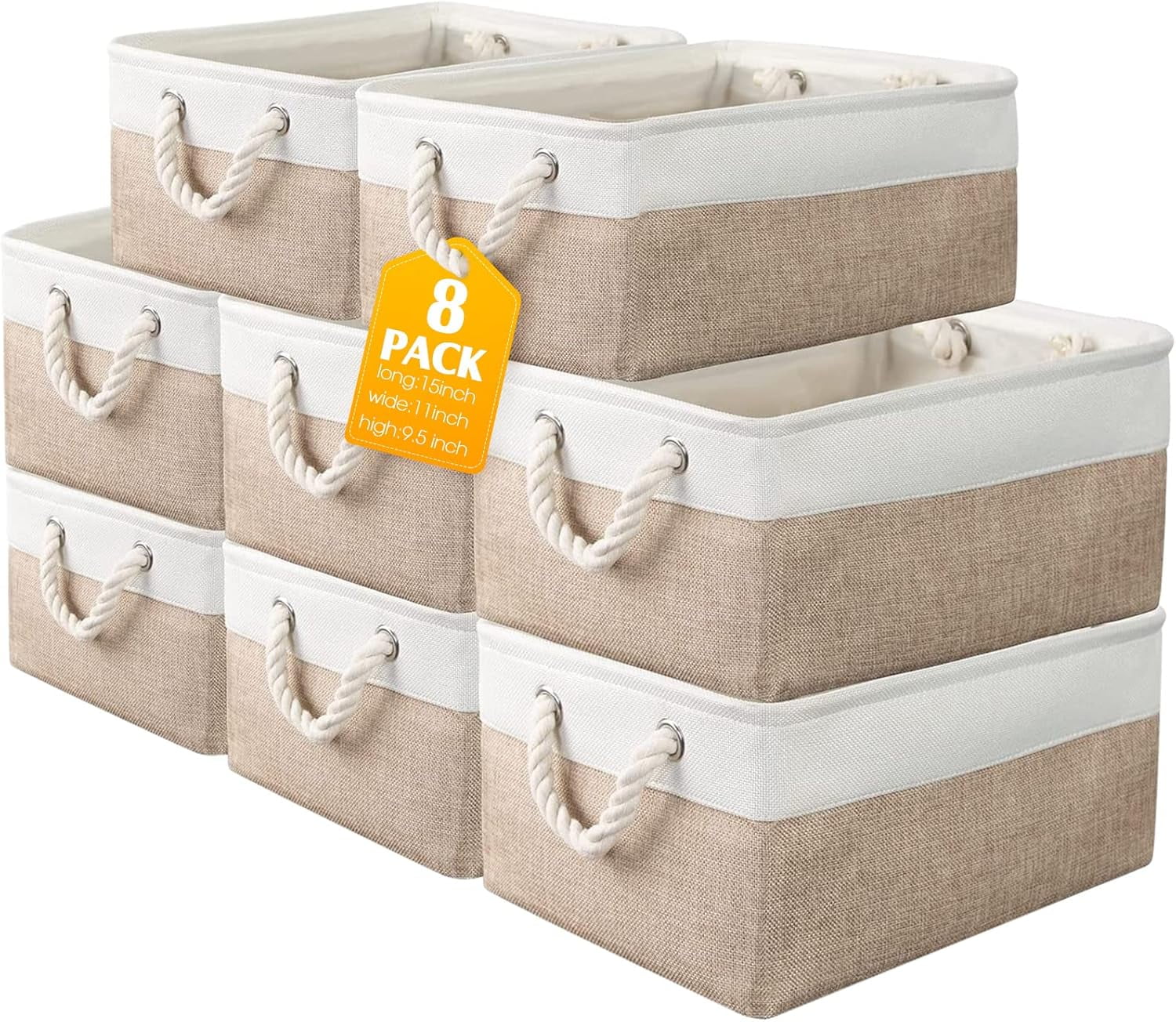8 Pack Collapsible Storage Bins Fabric Storage Bins Polyester Fabric ...