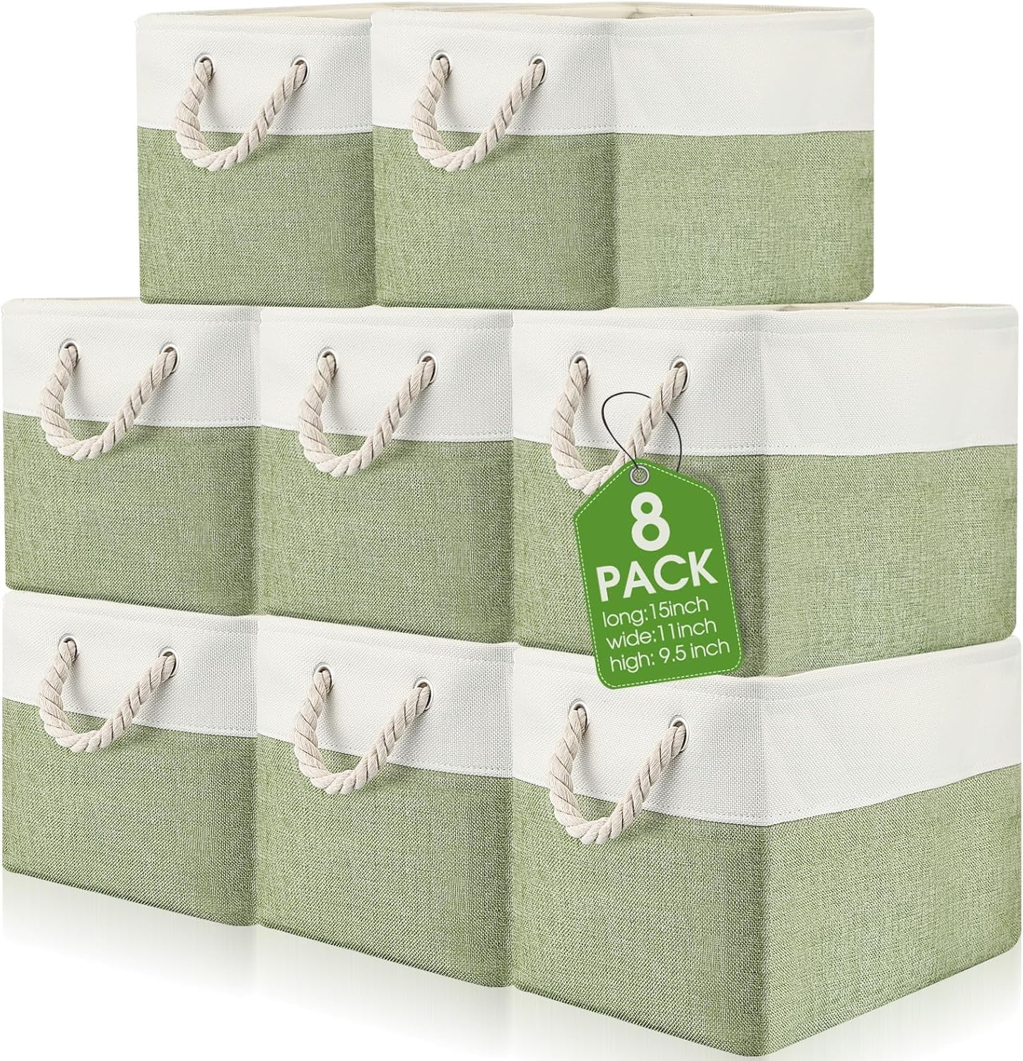 8 Pack Collapsible Storage Bins Fabric Storage Bins Polyester Fabric ...