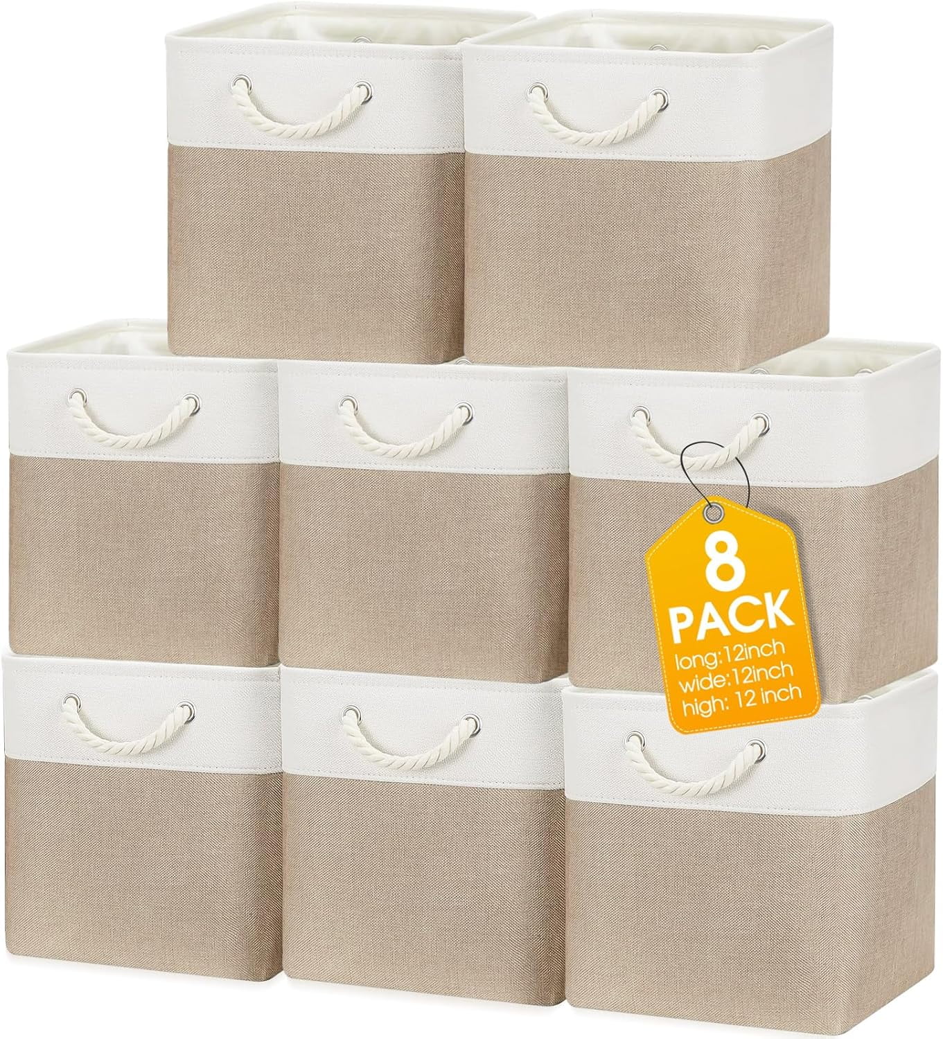 8 Pack Collapsible Storage Bins Fabric Storage Bins Polyester Fabric ...